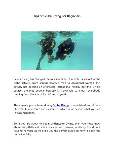 Tips of Scuba Diving For Beginners