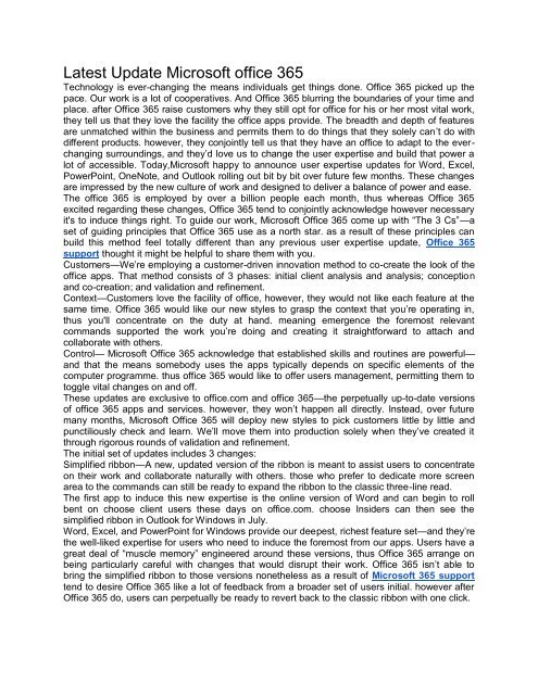 Latest Update Microsoft office 365