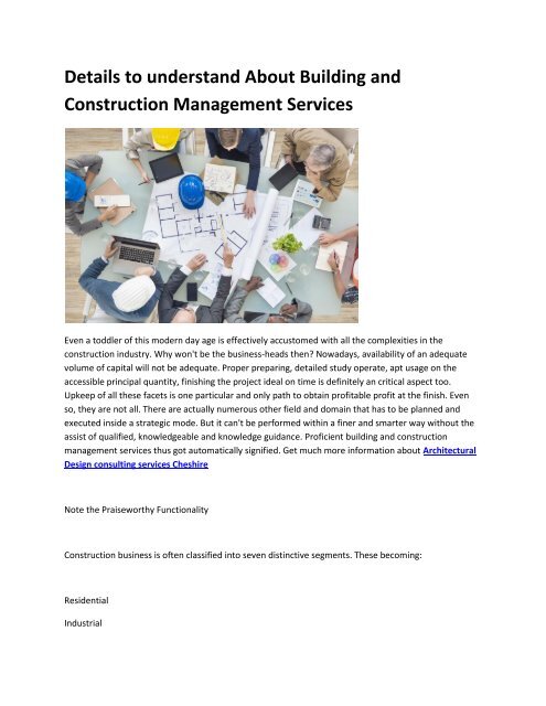 6 Architectural Design consulting services Cheshire