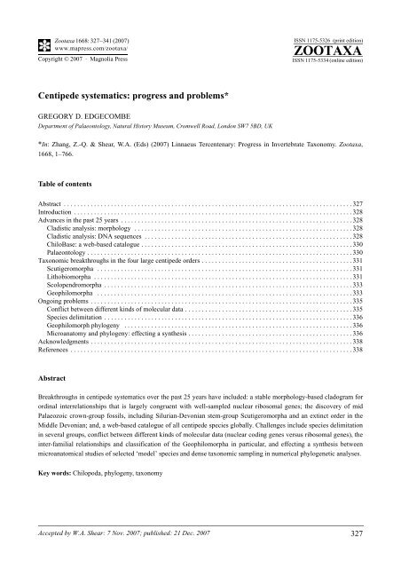 zootaxa - Natural History Museum