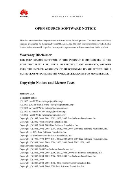 Open Source Software Notice