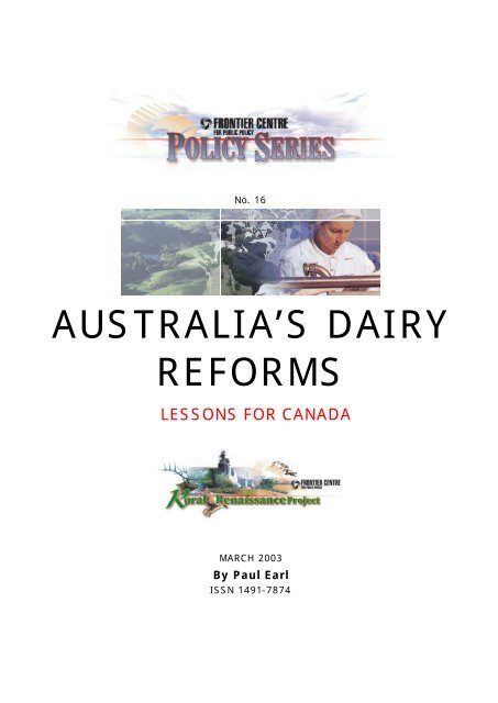 AUSTRALIA'S DAIRY REFORMS - Frontier Centre for Public Policy