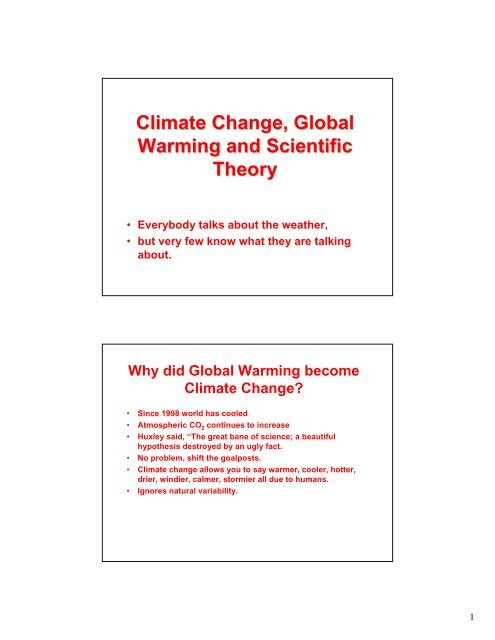 Climate Change, Global Warming and Scientific Theory