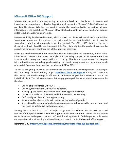 Microsoft Office 365 Support