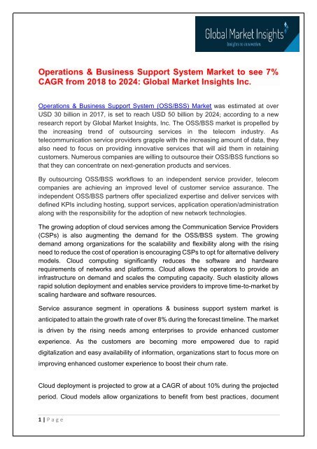 PDF-Operations & Business Support System Market