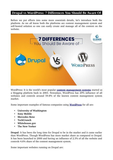 Drupal vs WordPress: 7 Differences You Should Be Aware Of