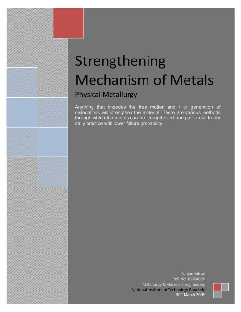 Strengthening Mechanism of Metals