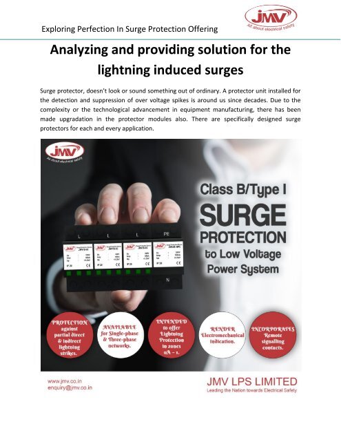 Analyzing and providing solution for the lightning induced surges