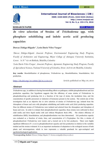 In Vitro Selection Of Strains Of Trichoderma Spp With Phosphate
