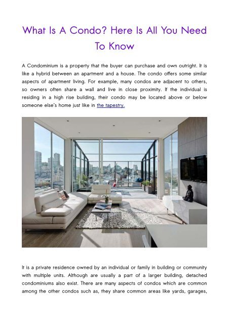 What Is A Condo? Here Is All You Need To Know