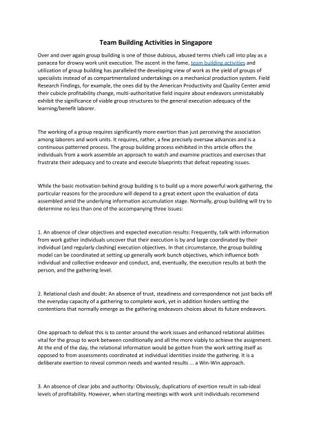 Team Building Activities in Singapore