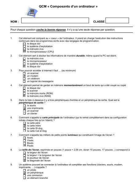 QCM-sur-les-composants-de-l’ordinateur-avec-correction