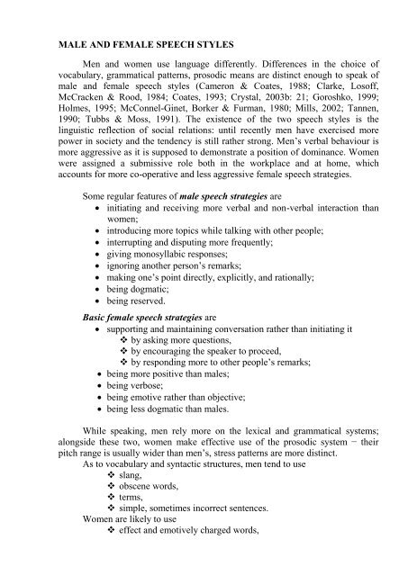 2. 1. Male and female speech styles (1)