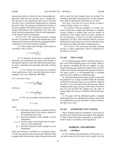 UG-101 PART UG — GENERA