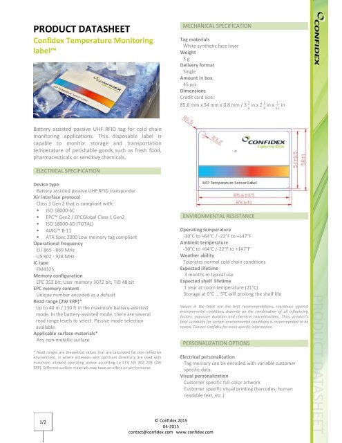 Temperature Monitoring Label_Datasheet