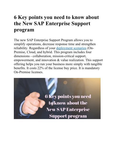 6 Key points you need to know about the New SAP Enterprise Support ...