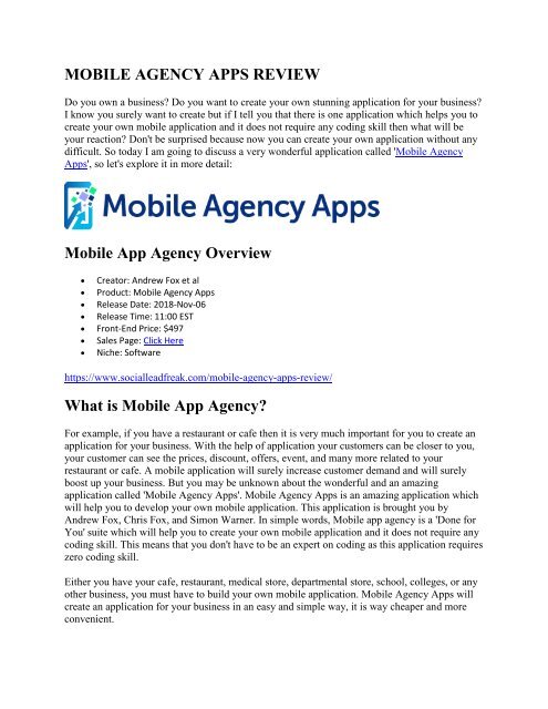 Mobile Agency Apps Review