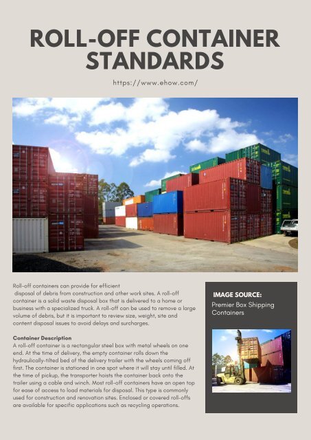 ROLL-OFF CONTAINER STANDARDS