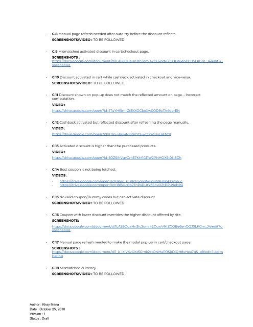 Screenshots of New Error Types