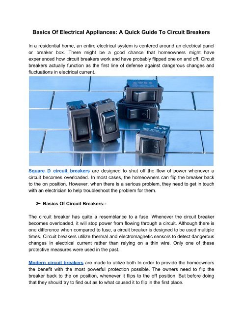 Basics Of Electrical Appliances_ A Quick Guide To Circuit Breakers