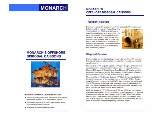 monarch's offshore disposal caissons - Monarch Separators, Inc.