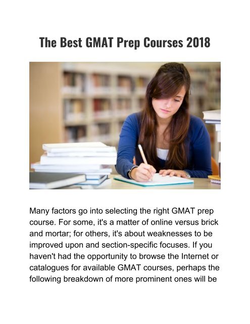 The Best GMAT Prep Courses 2018