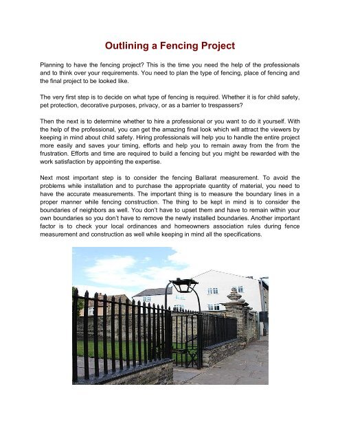 Outlining a Fencing Project