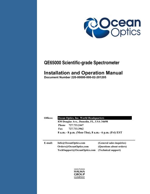 QE65000 Installation and Operation Manual - Ocean Optics
