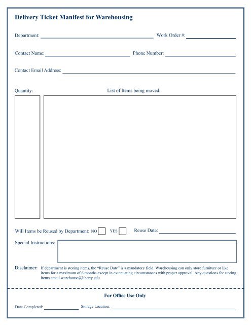 Movement Manifest Form