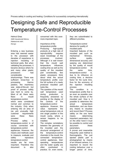 Designing Safe and Reproducible Temperature-Control ... - Gwk