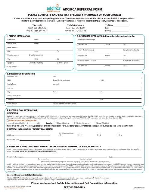 Patient Referral Form - ADCIRCA