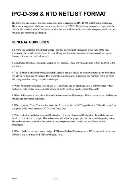 IPC-D-356 & NTD NETLIST FORMAT - Solidigm