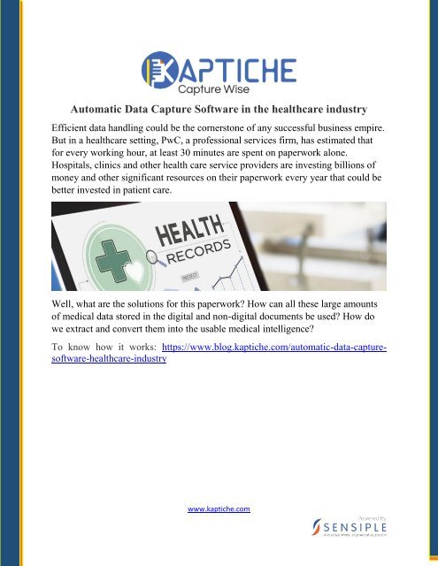Automatic Data Capture Software in the healthcare industry