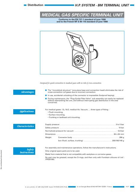MEDICAL GAS SPECIFIC TERMINAL UNIT
