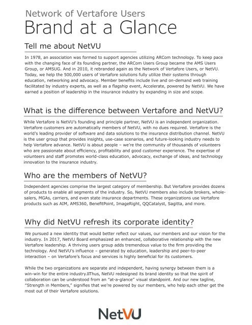 NetVU Brand at a Glance and Infographic