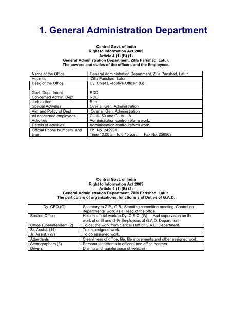 1. General Administration Department - Latur District