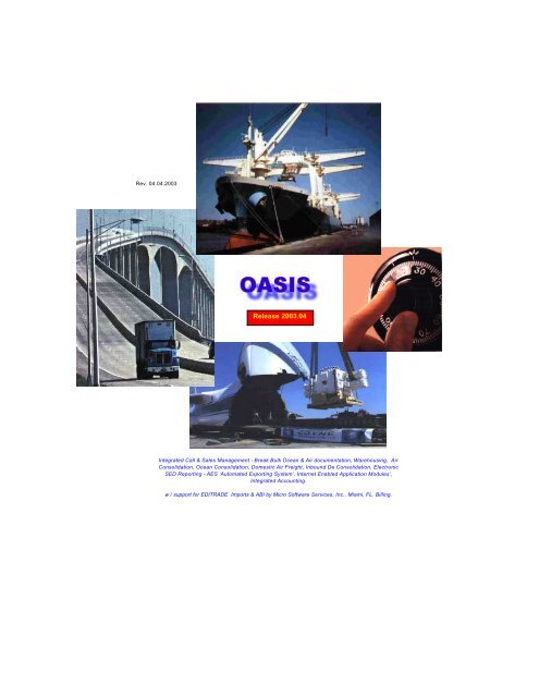 OASIS Reference Manual - Melco Group Intl., Inc.