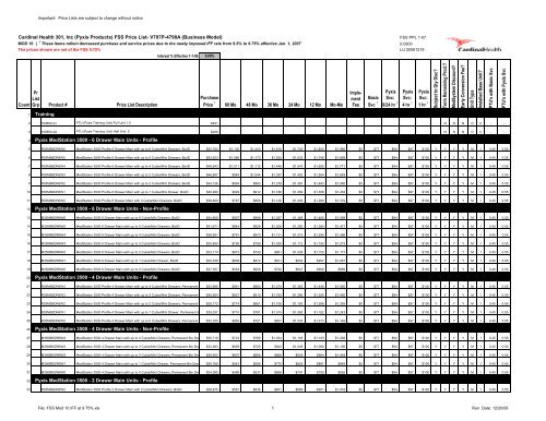Cardinal Health 301, Inc (Pyxis Products) FSS Price List- V797P ...