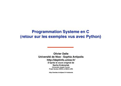 Programmation Systeme en C - Université Nice Sophia Antipolis