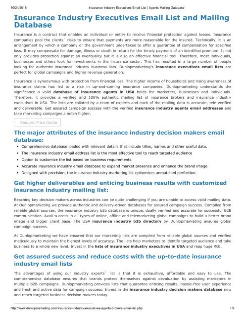 Insurance Agents Email Lists Insurance Agents Email Lists