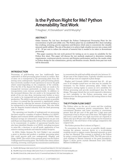 Python Amenability Test Work - Gekko Systems