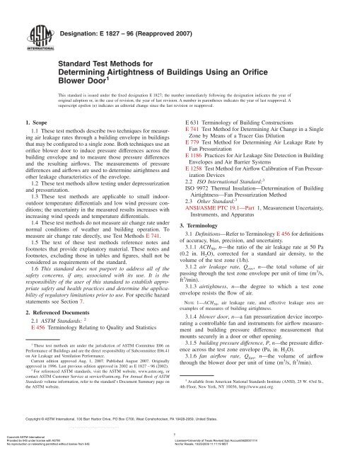 astm e1827 - blower door