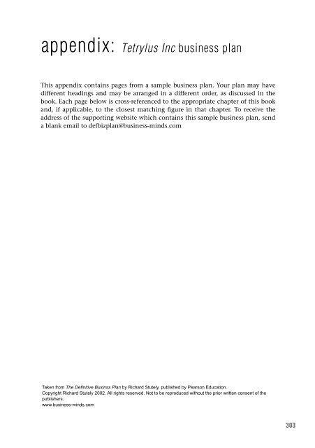 Appendix Tetrylus Inc Business Plan Pearson