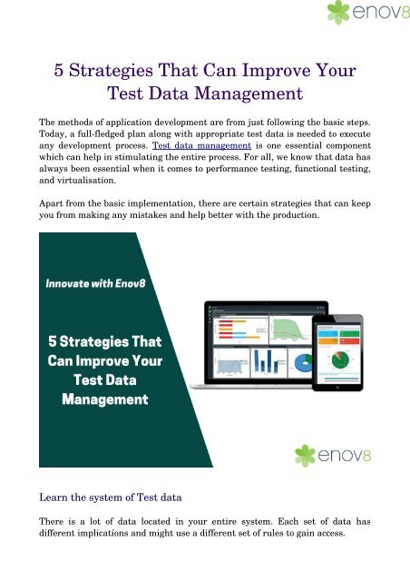 5 Strategies That Can Improve Your Test Data Management