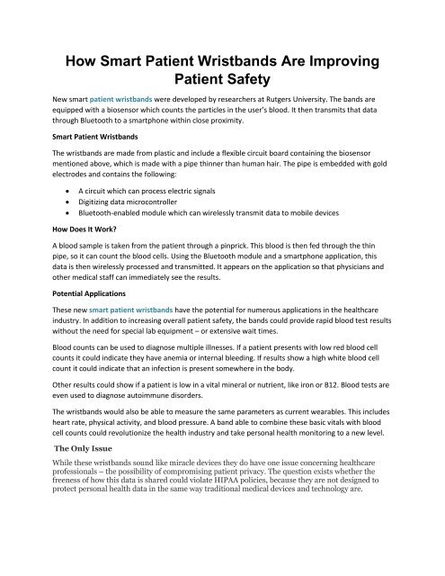 How Smart Patient Wristbands Are Improving Patient Safety