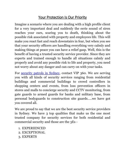 Your Protection Is Our Priority