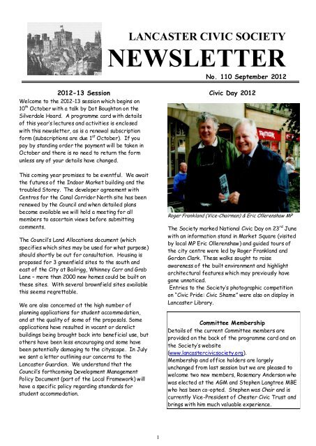 lancaster civic society newsletter - NWActs