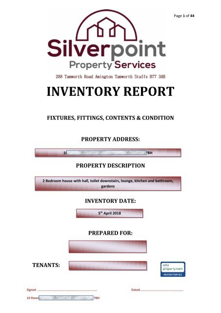 INVENTORY REPORT SAMPLE