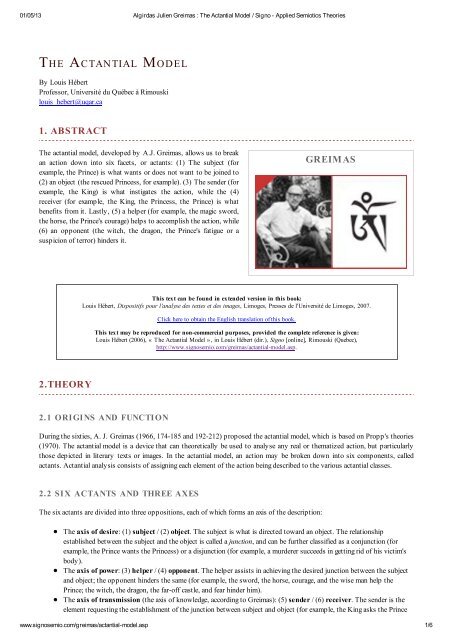 Algirdas Julien Greimas _ The Actantial Model _ Signo - Applied ...