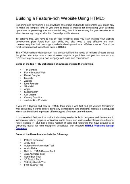 Building a Feature-rich Website Using HTML5